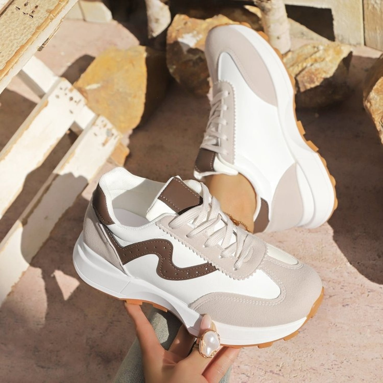 BERANMEY Lightweight Sneakers for Women Stylish Non-Slip Platform Shoes ...