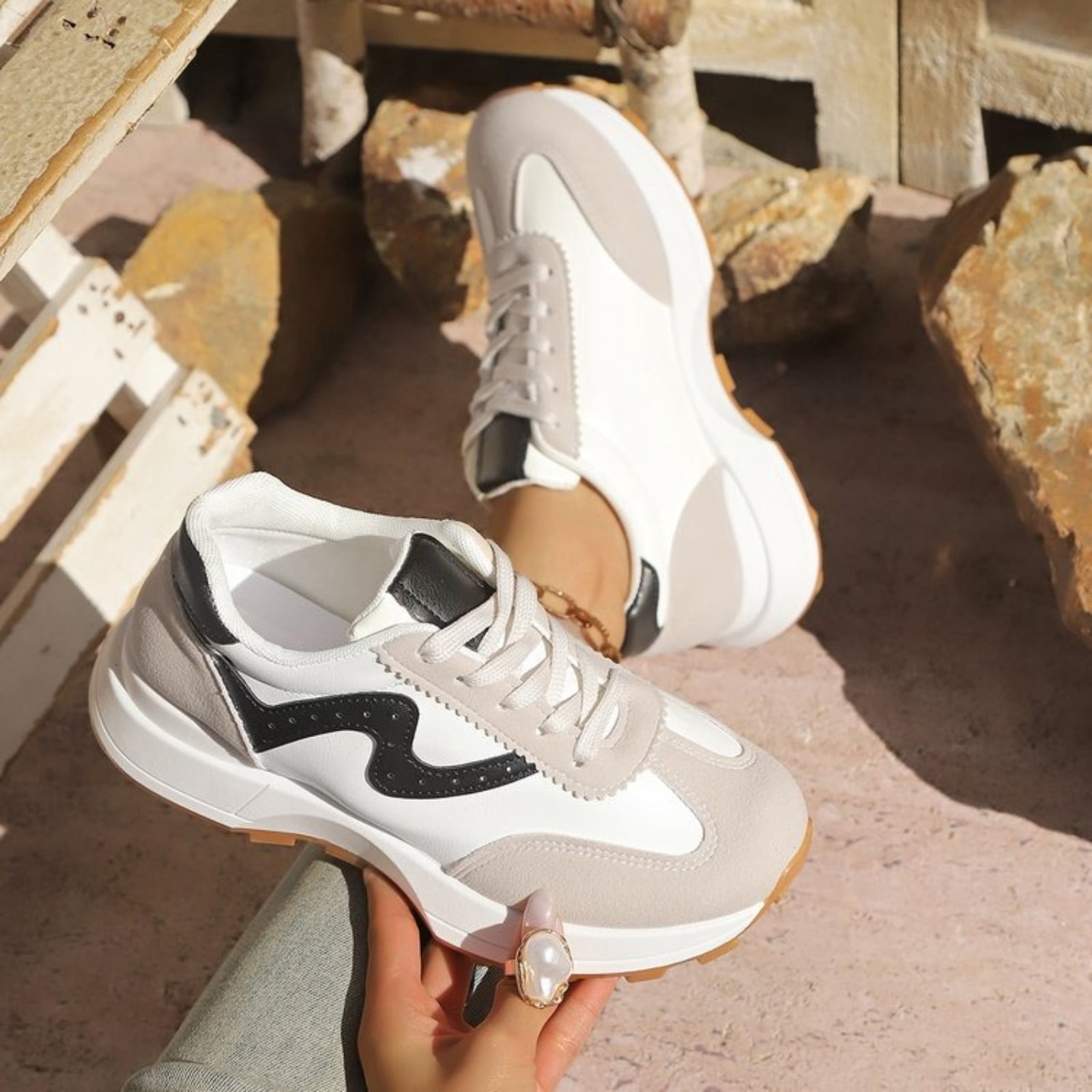 BERANMEY Lightweight Sneakers for Women Stylish Non-Slip Platform Shoes ...
