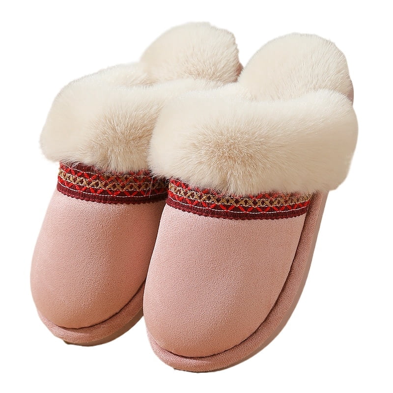 BERANMEY Slippers for Women Scuff Memory Foam Fuzzy Faux Fur House ...