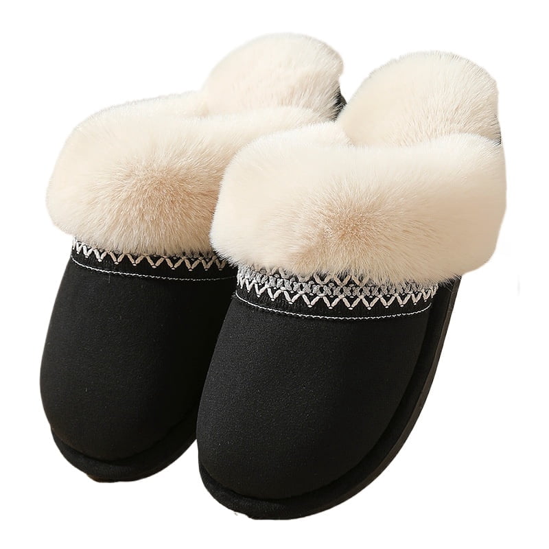 BERANMEY Slippers for Women Scuff Memory Foam Fuzzy Faux Fur House ...