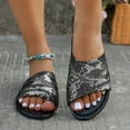 BERANMEY Snake Round Open Toe Slip On Slides Women's Flat Sandals ...
