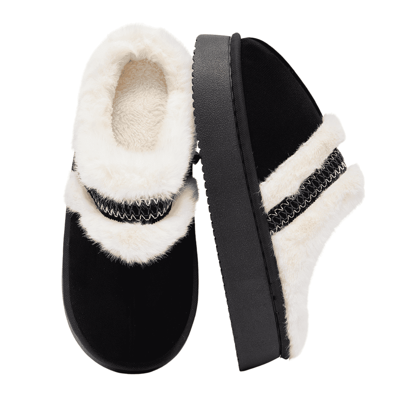 BERANMEY, Fuzzy Slippers, Cozy Platform Indoor Outdoor, Unisex 5.5-10 ...