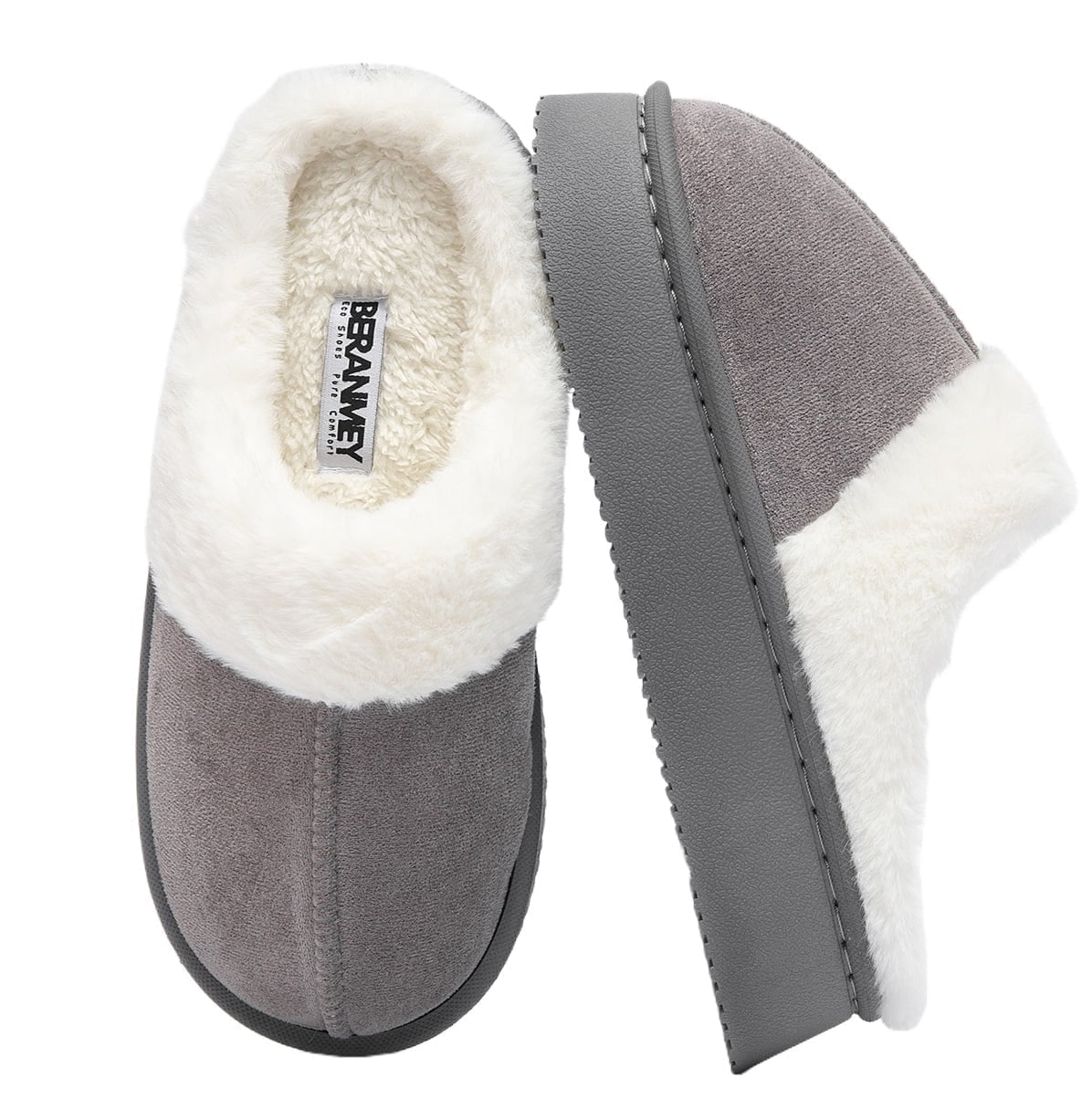 BERANMEY Thick-Soled Fuzzy Slippers for Women & Men - Cozy Platform ...