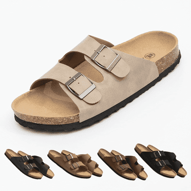 KIDMI Women's Suede Clogs Leather Mules Cork Footbed Sandals Potato ...