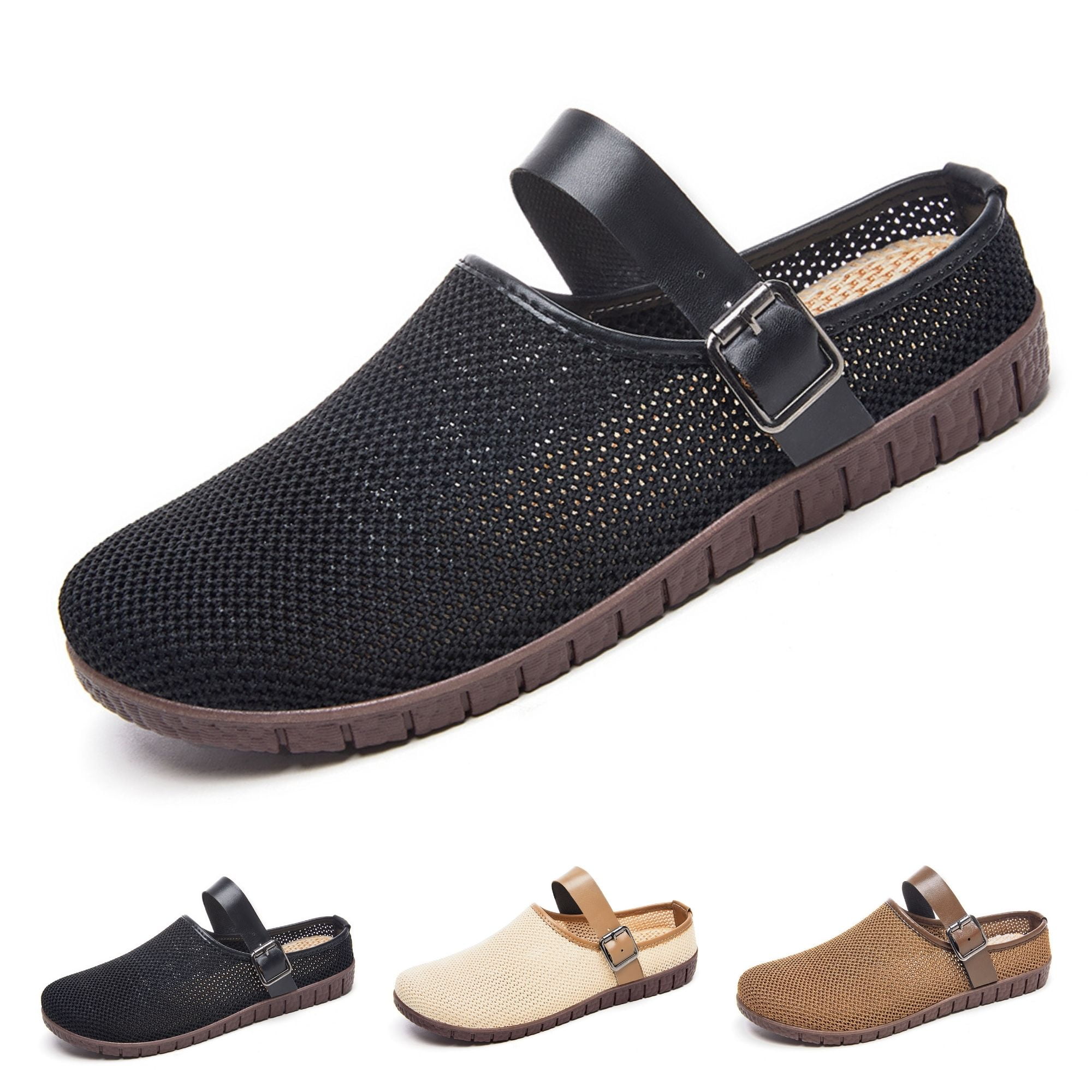 BERANMEY Women’s Flatform Mesh Clogs & Mules Comfort Ajustable Buckle ...