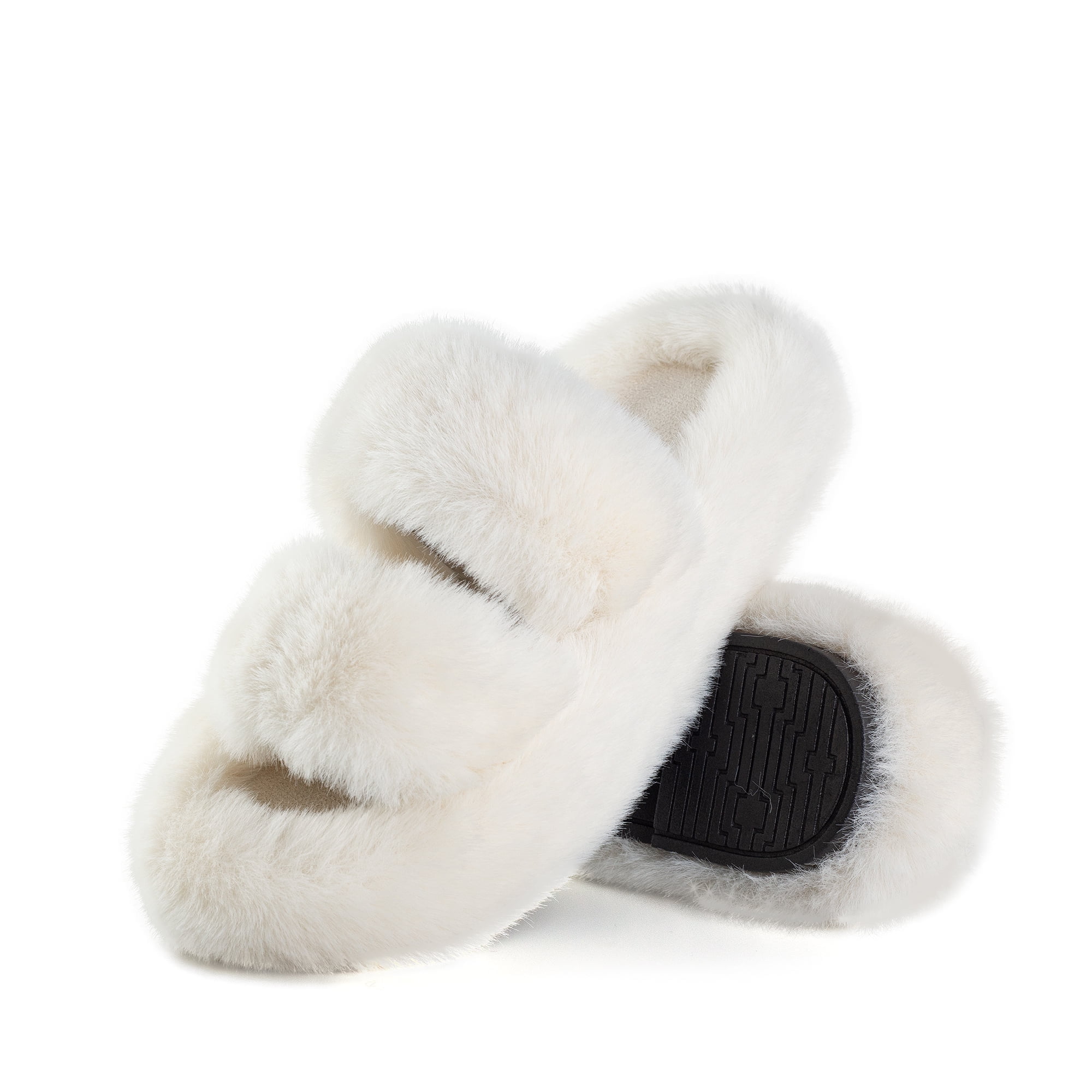 BERANMEY Women's Fuzzy Slippers with Memory Foam Open-Toe House Shoes ...