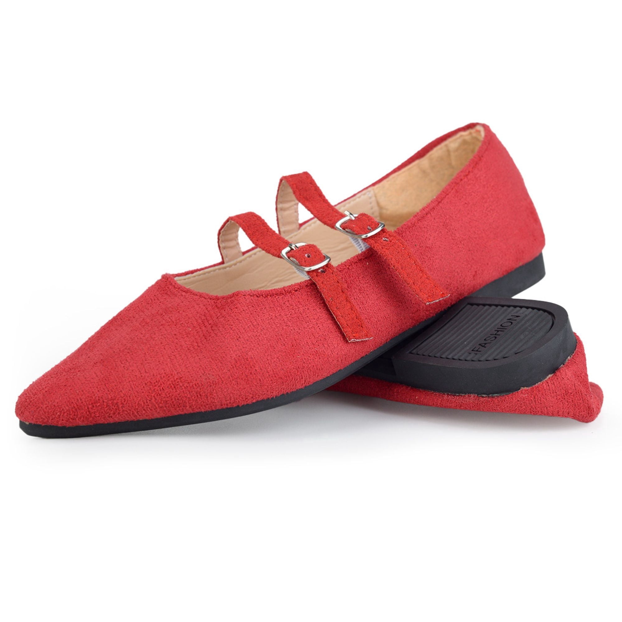 BERANMEY Women’s Mary Jane Ballet Flats Full-Back Slip-On with Double ...