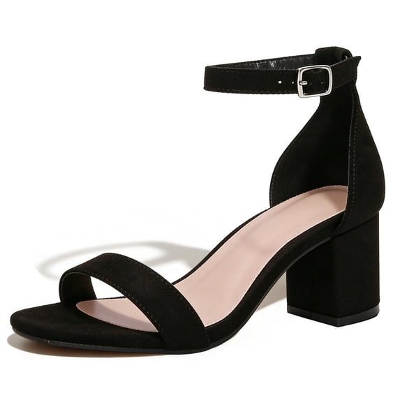 BERANMEY Women's Open Toe Ankle Strap Sandals Chunky Block Heels Casual ...