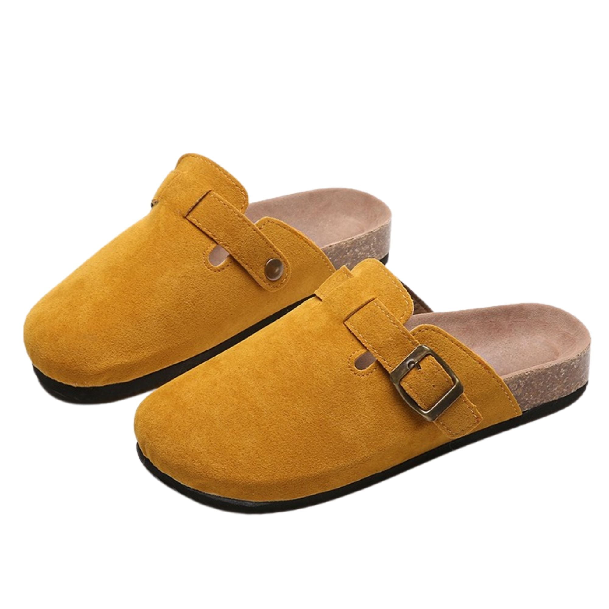 Beranmey Womens Suede Clogs And Mules Stylish Leather Mules With Arch Support And Cork Footbed