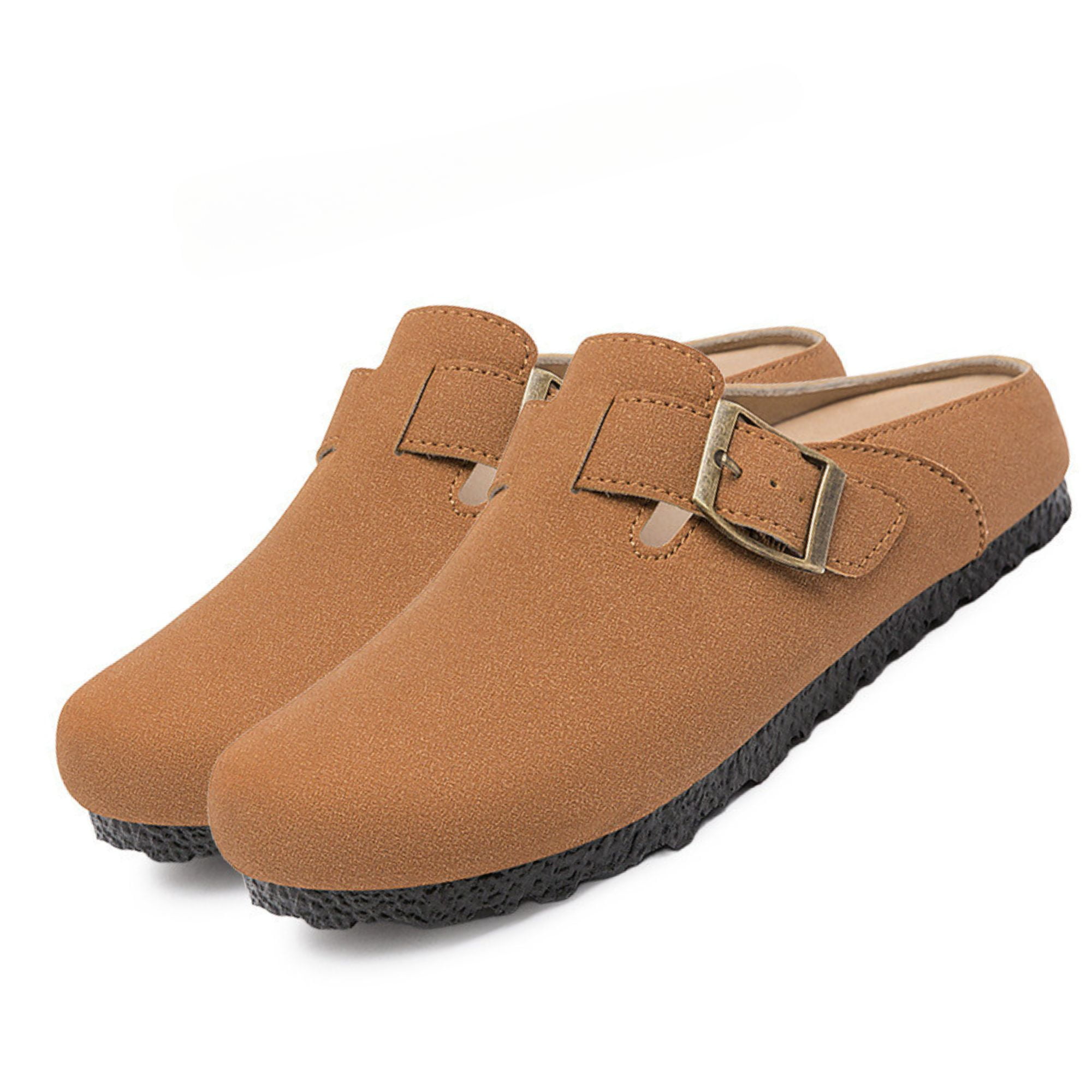 BERANMEY Women's Suede Clogs & Mules Stylish Leather Mules with Arch ...