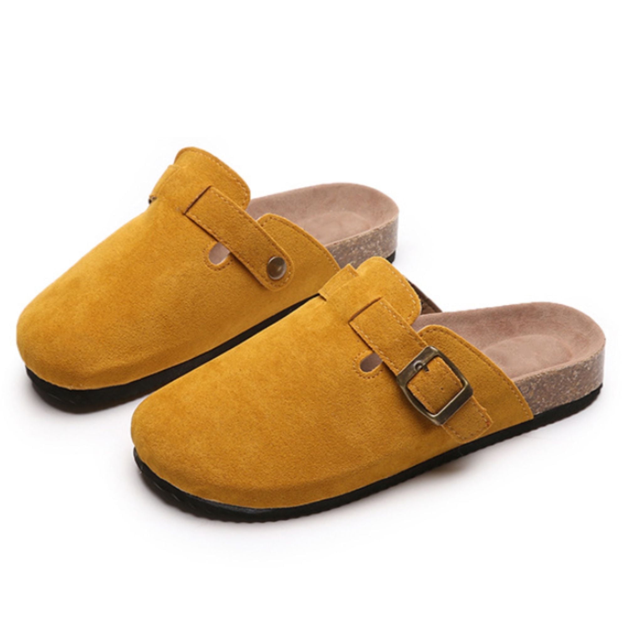 BERANMEY Women's Suede Clogs & Mules Stylish Leather Mules with Arch ...