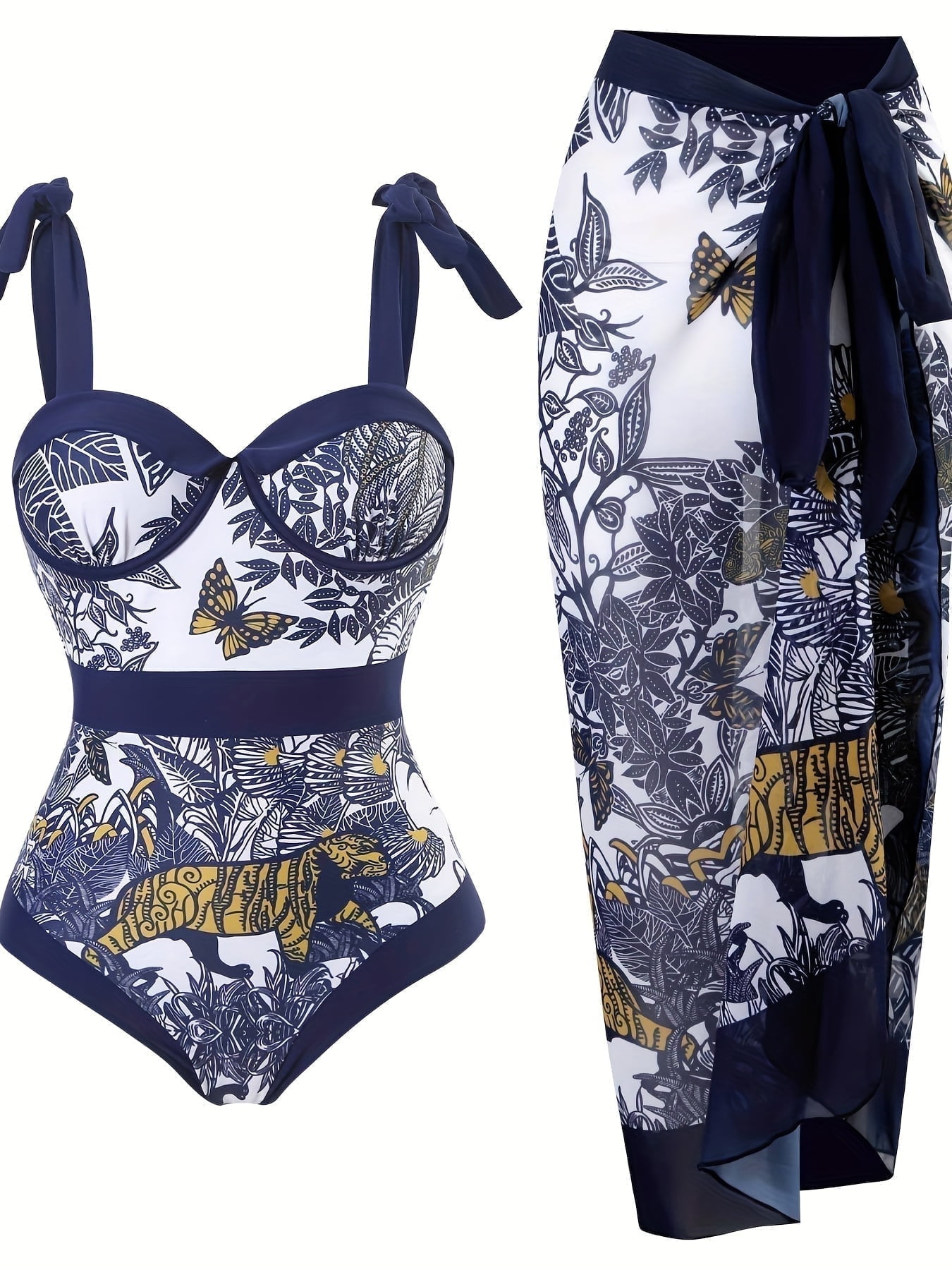BERANMEY Women's Retro Floral Printed One Piece Swimsuit with High ...