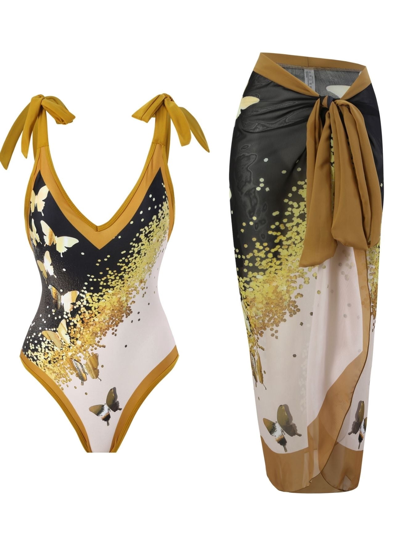 BERANMEY Women's Tropical Print One Piece Swimsuit with Cover up Beach ...