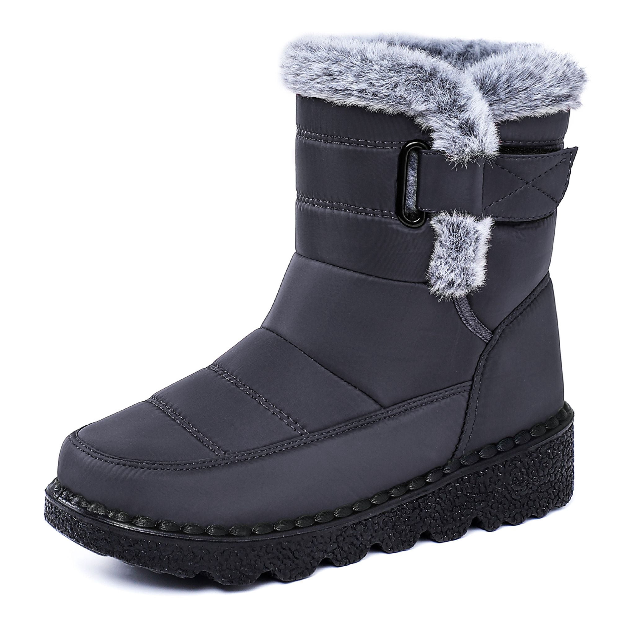 BERANMEY Women’s Waterproof Snow Boots Mid-Calf Fleece Lined Winter ...
