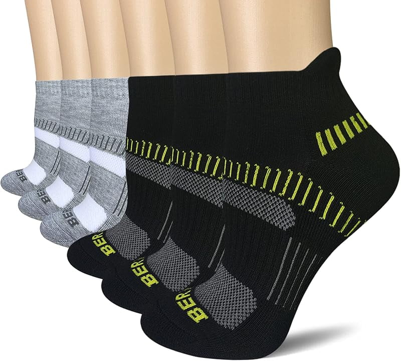 BERING Women's Athletic Running Cushioned Ankle Socks (6 Pairs ...