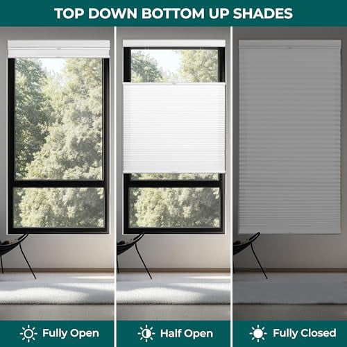 BERISSA Top Down Bottom Up Shades 1.5" Cellular Shade Magnets Honeycomb ...
