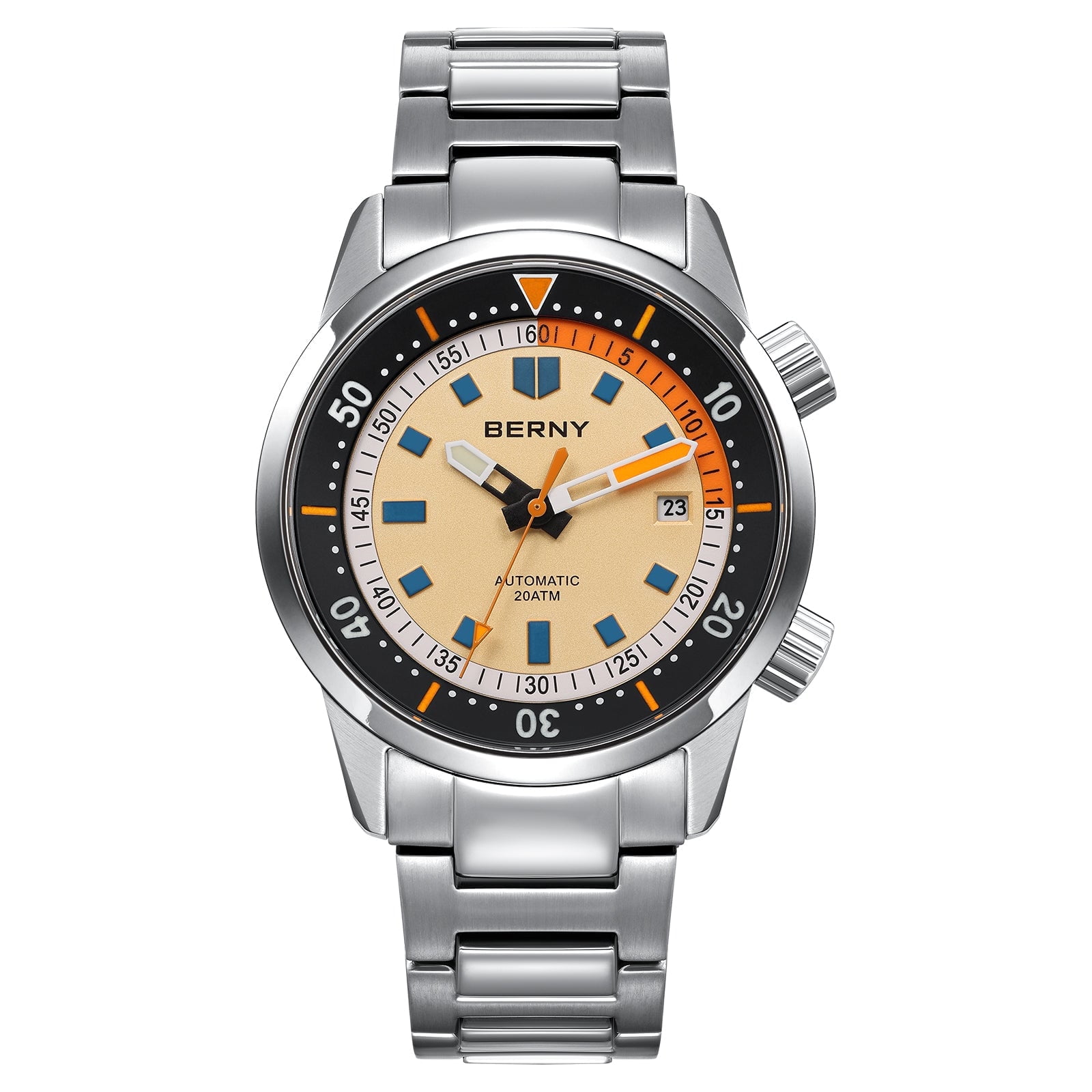 BERNY Automatic Sport Diver's Watch for Men 20ATM Waterproof Mechanical Wristwatch with Super ...