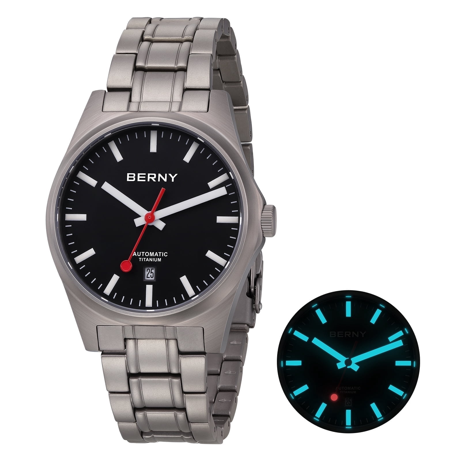 BERNY Automatic Titanium Watches for Men, Sport Casual 10ATM Waterproof ...