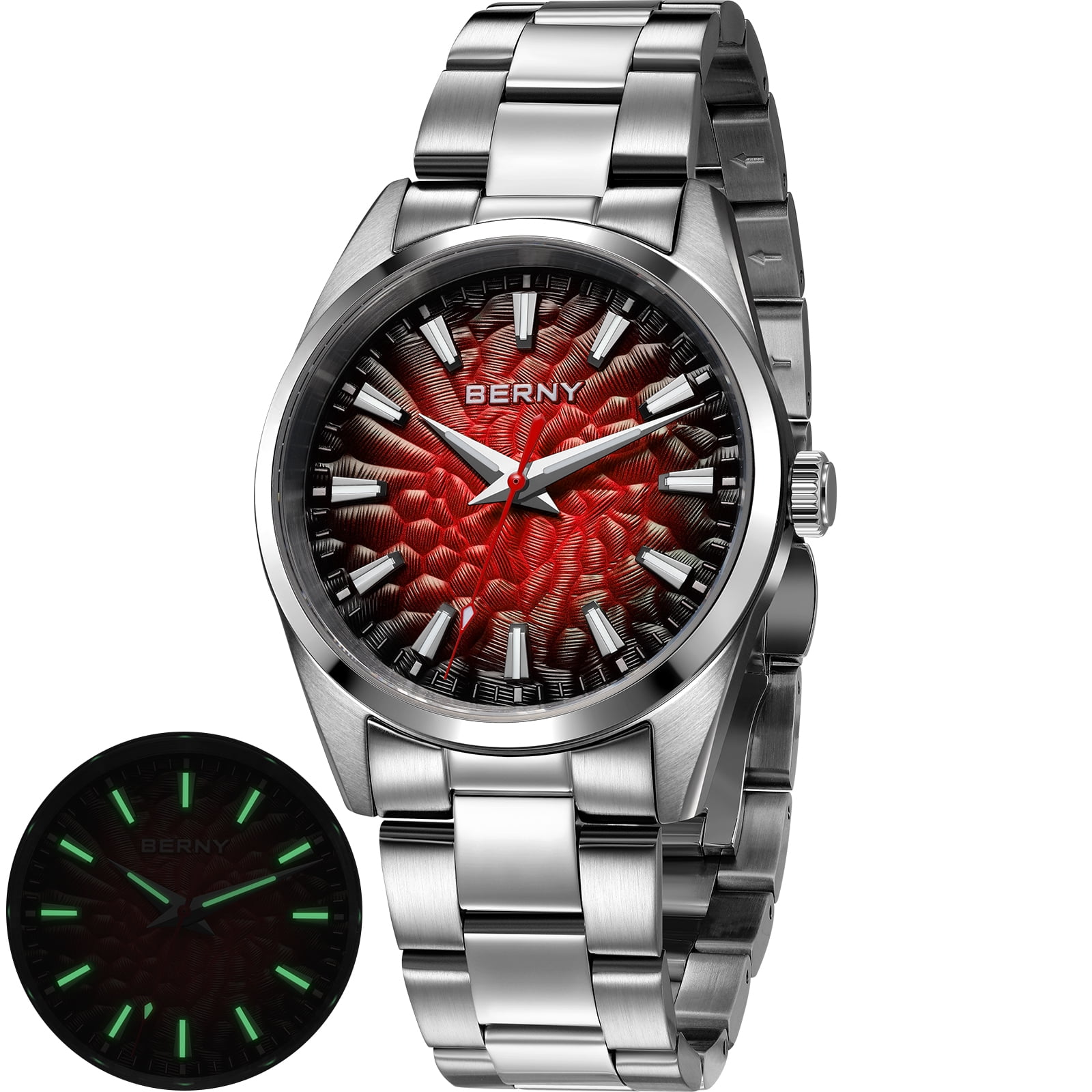 BERNY Men's Quartz Watch - Volcanic-Inspired Design, Japanese Movement ...