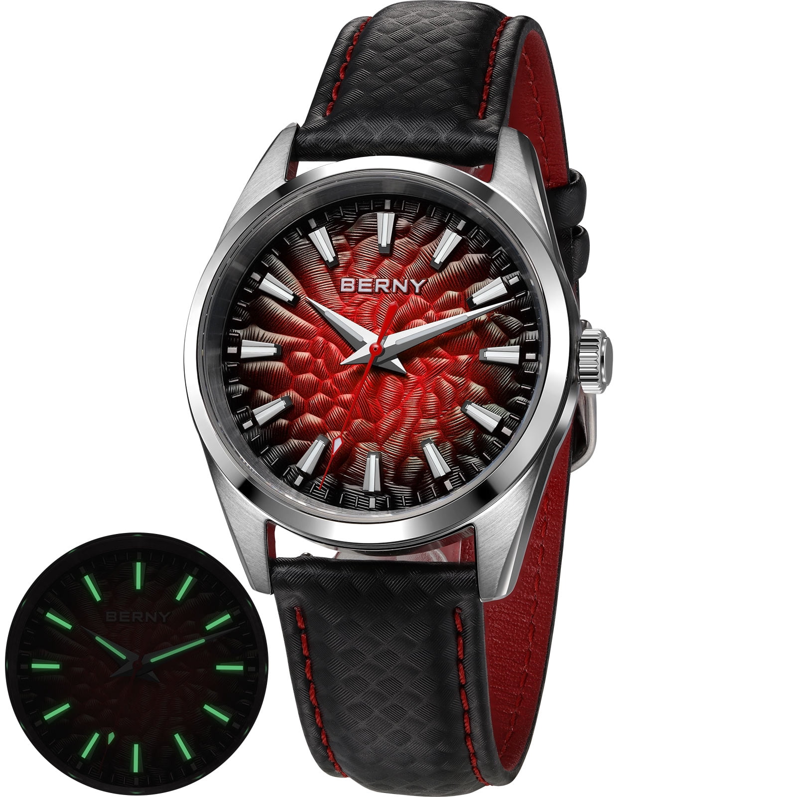 BERNY Men's Quartz Watch - Volcanic-Inspired Design, Japanese Movement ...