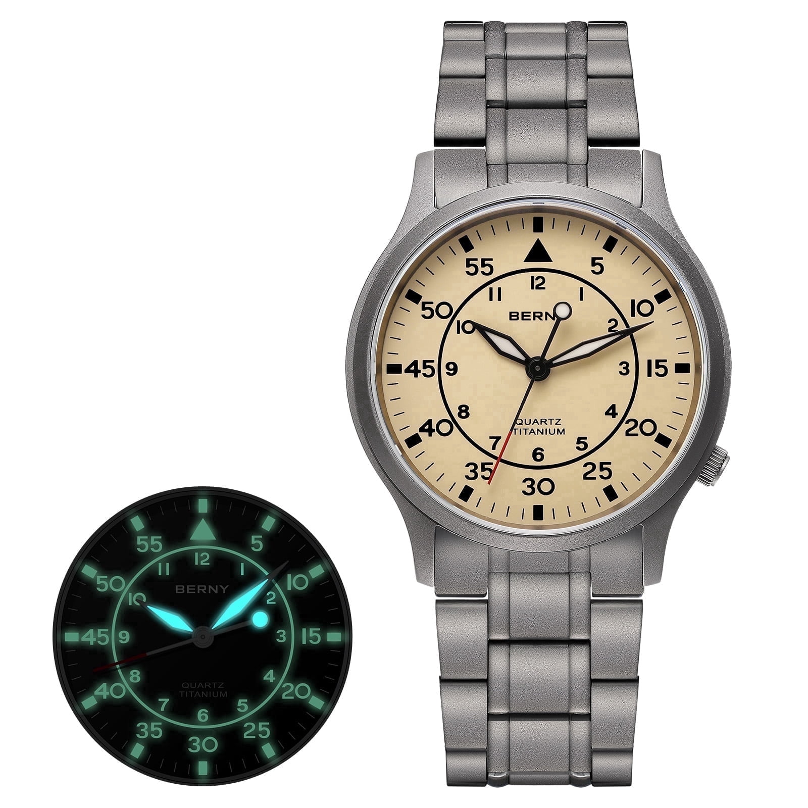 BERNY Titanium Watches for Men, Sport Military Men Watch with Japanese ...