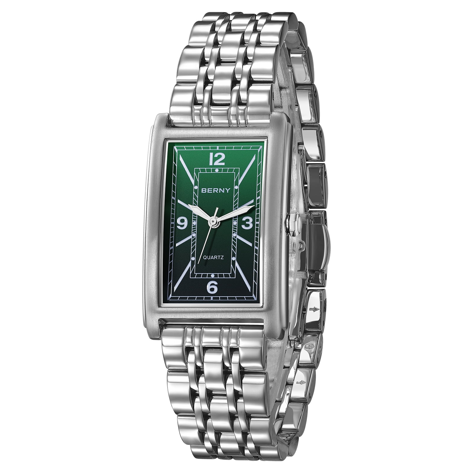 BERNY Rectangular Silver Watch for Men, Fashion Waterproof Analog ...