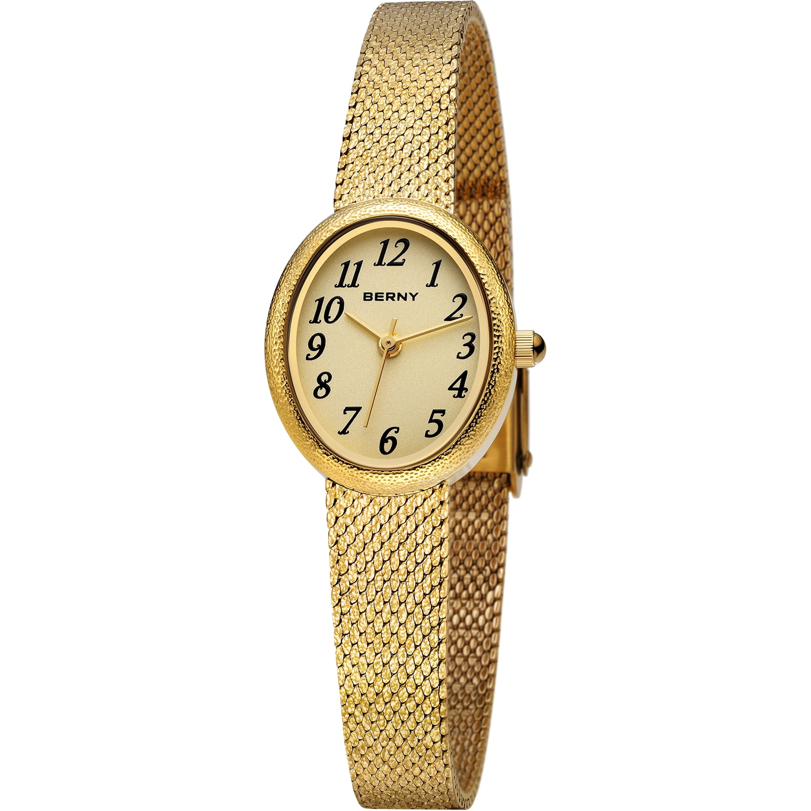 BERNY Small Gold Watches for Women, Dainty Easy to Read Oval Dial ...