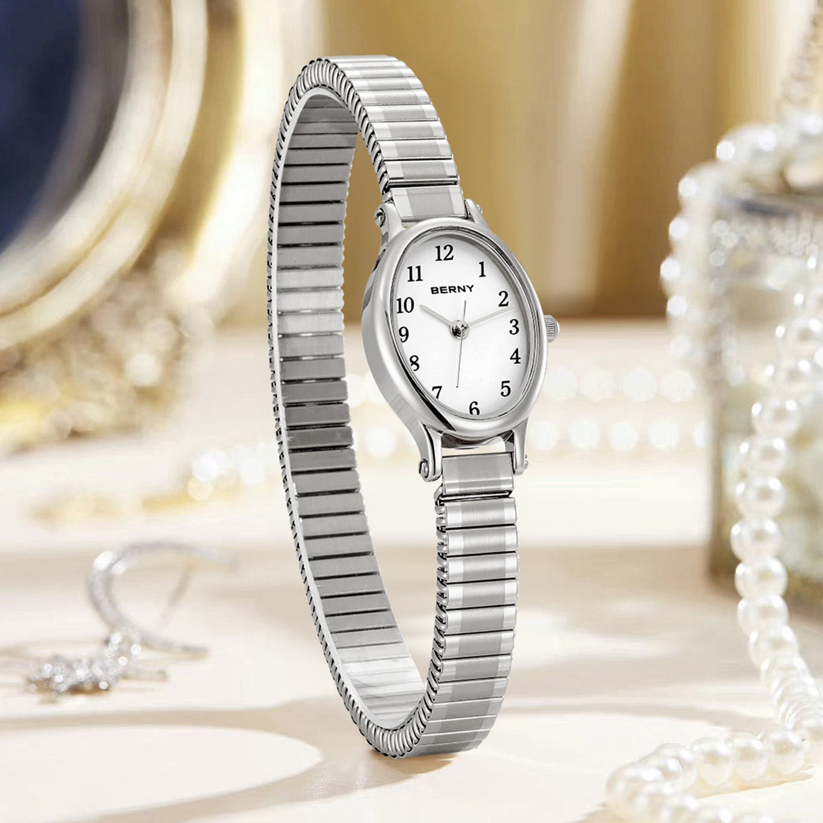 BERNY Silver Watches for Women, Small Dressy Ladies Watches with ...