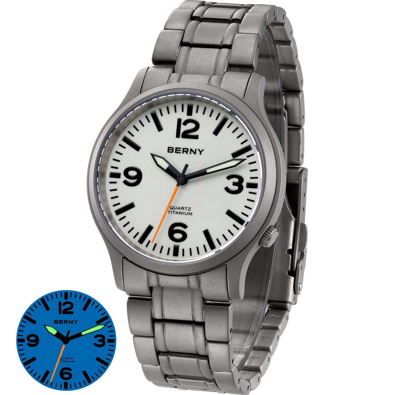 BERNY Watches for Men Military Sport Titanium Field Watch with Sapphire ...