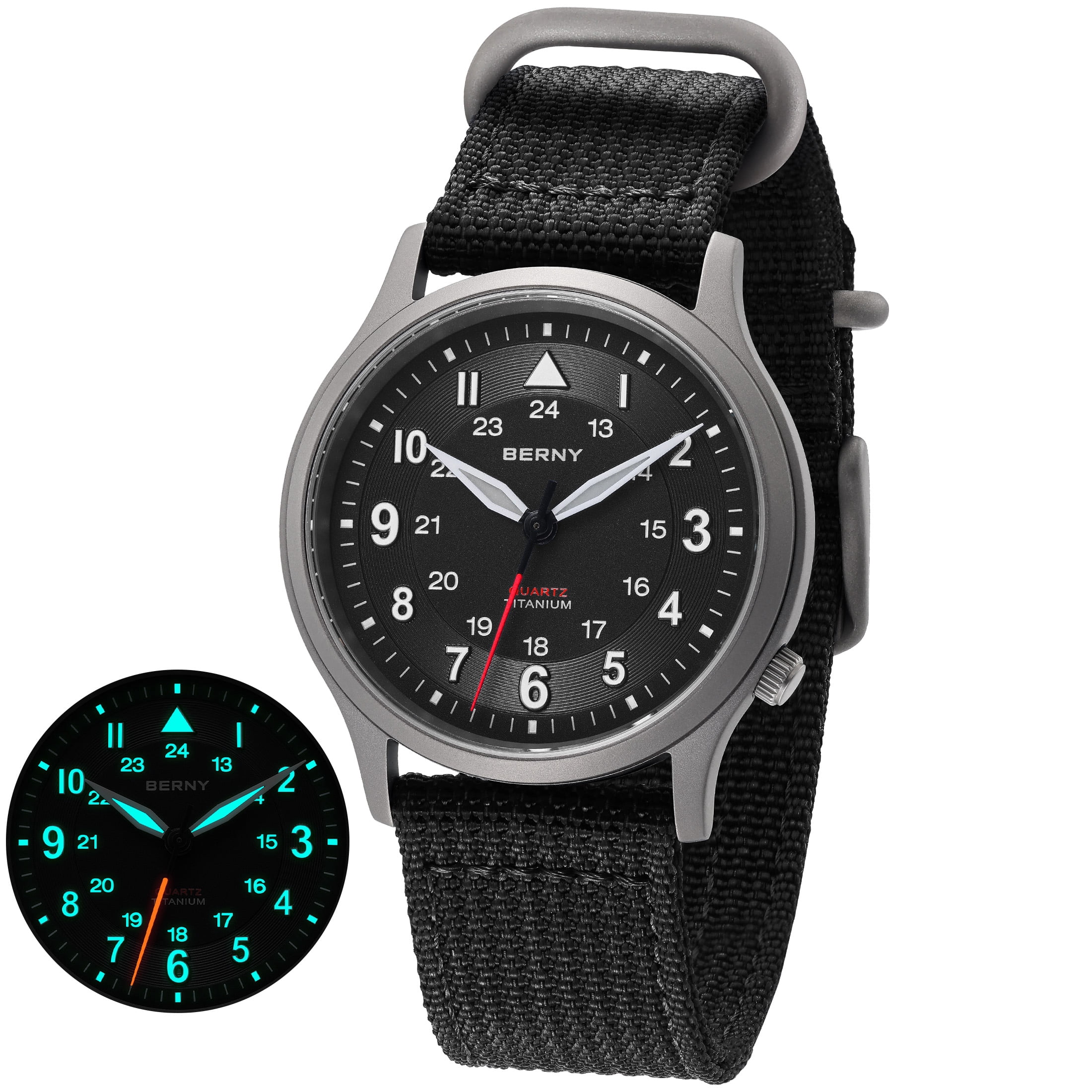 BERNY Titanium Watches for Men, Japanese Quartz Movement Men's Field ...