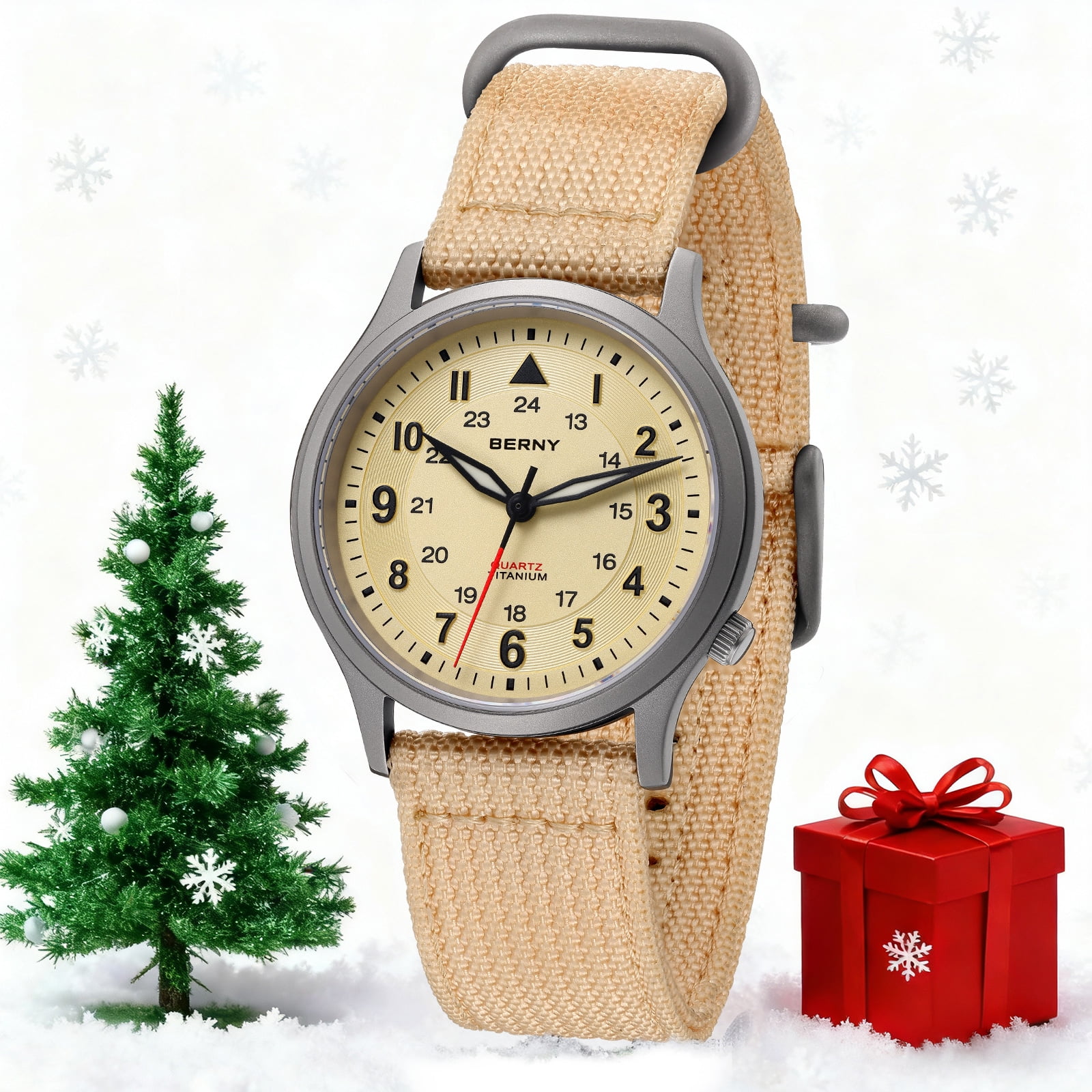 BERNY Titanium Watches for Men, Japanese Quartz Movement Men's Field ...