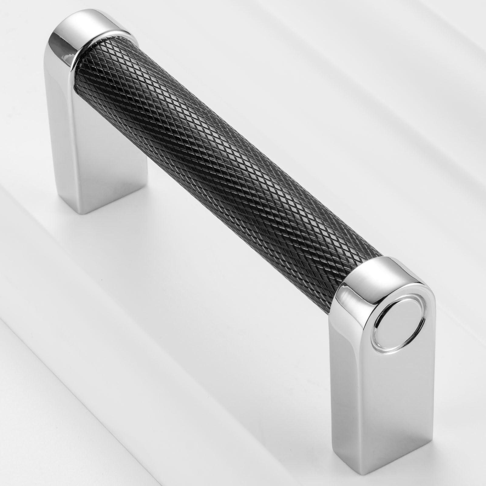 BEROSSA Black and Chrome Cabinet Pulls, Knurled Bar Cabinet Handles, 3 ...