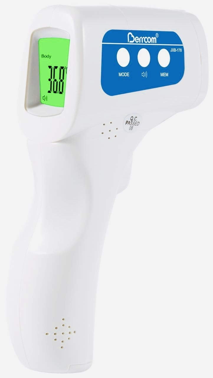 BERRCOM Non-Contact Digital Infrared Forehead Thermometer 1-Second ...