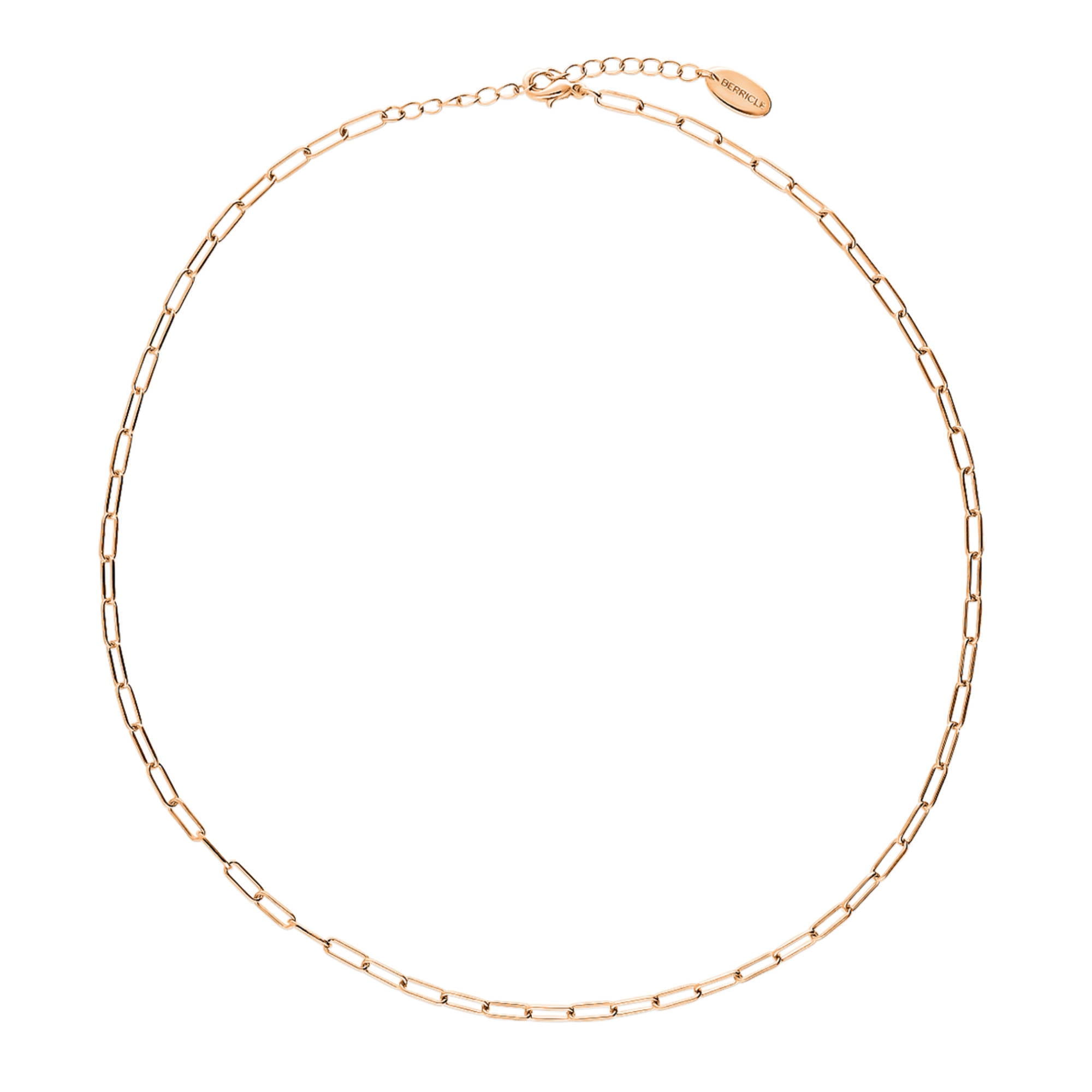BERRICLE Paperclip Fashion Link Chain Necklace for Women 3mm 16 inch ...