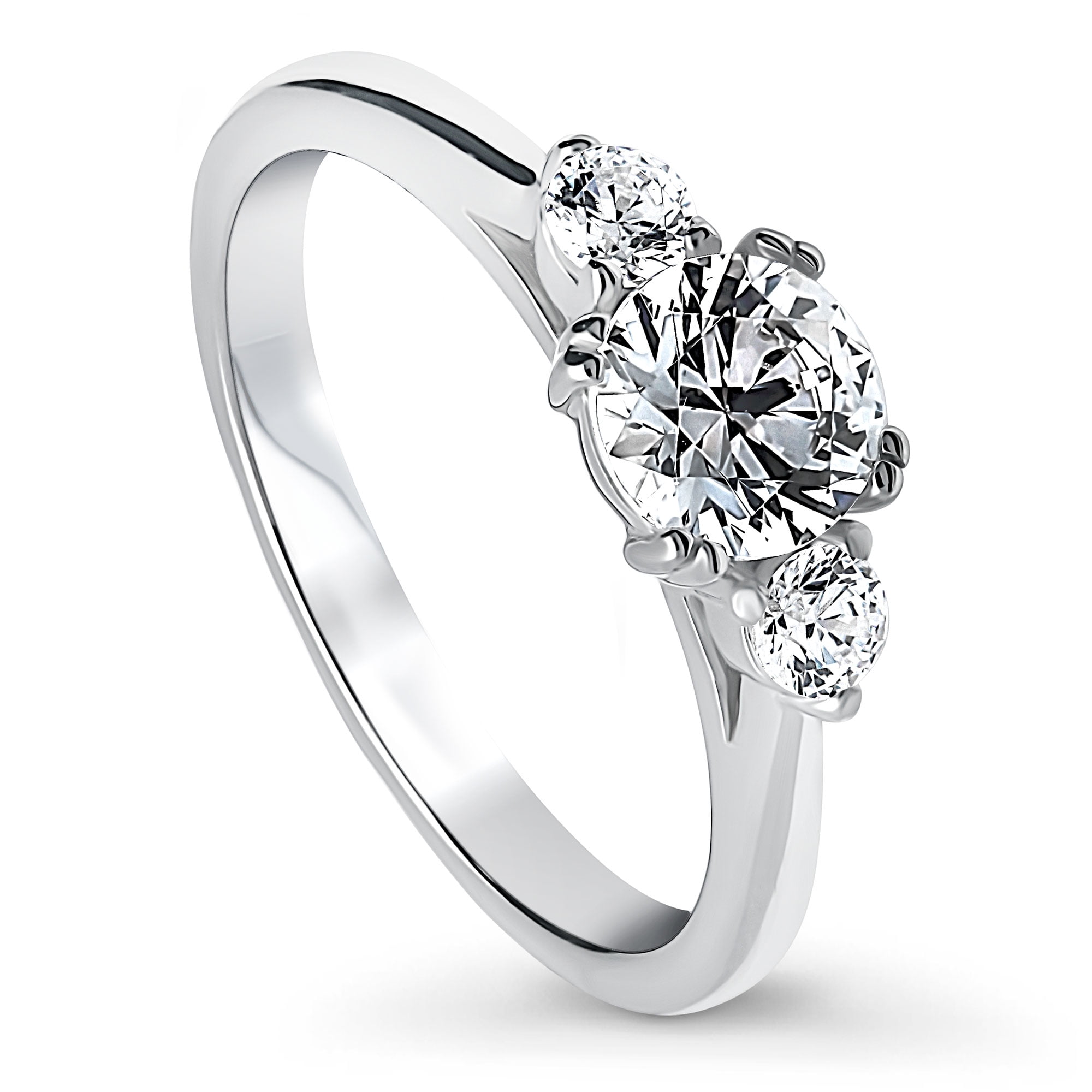 BERRICLE Sterling Silver 3-Stone Wedding Engagement Rings 0.8 Carat ...