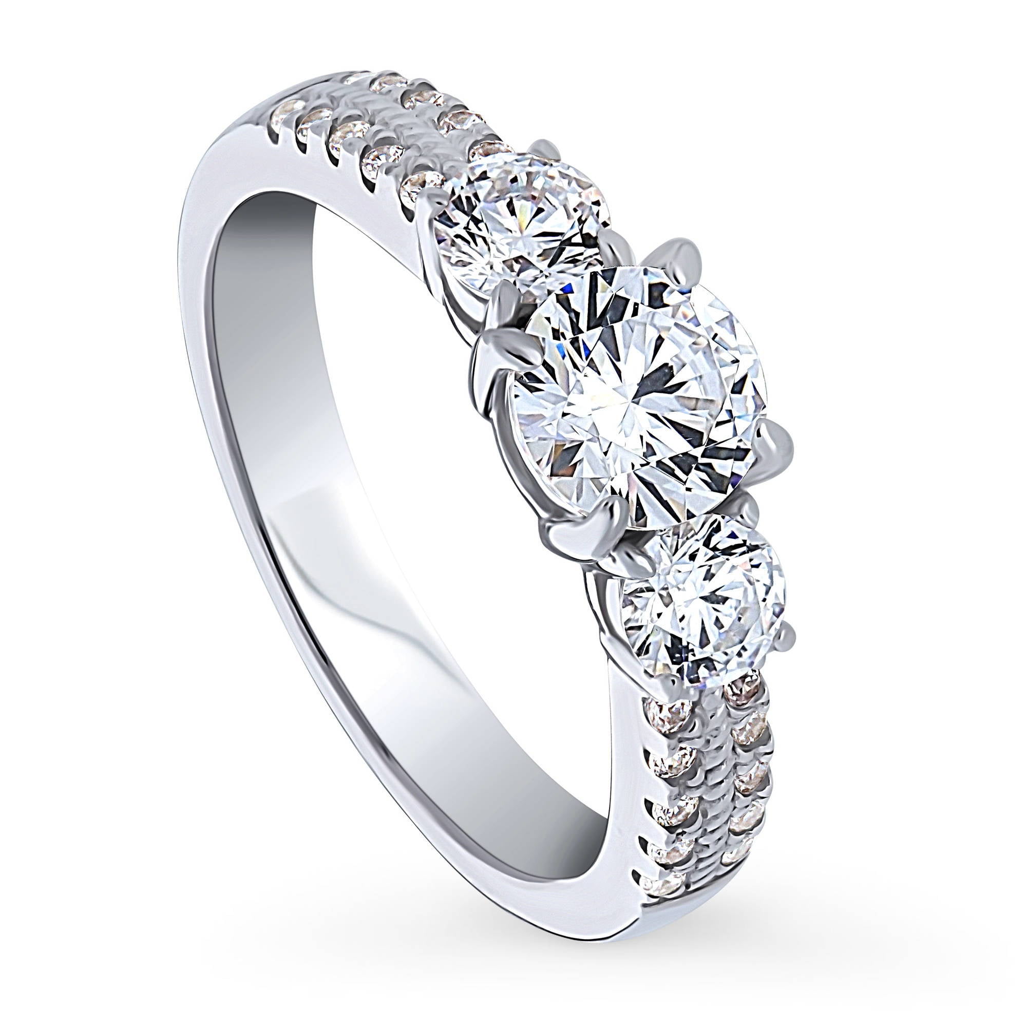 BERRICLE Sterling Silver 3-Stone Wedding Engagement Rings 0.8 Carat ...