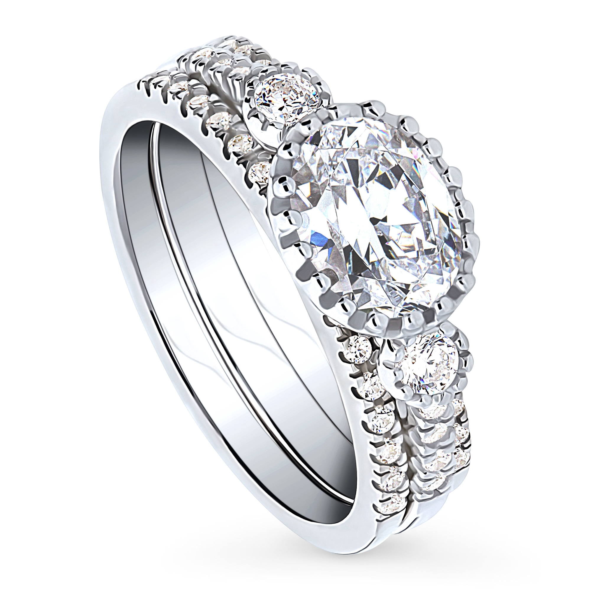 BERRICLE Sterling Silver 3-Stone Wedding Engagement Rings 1.2 Carat ...
