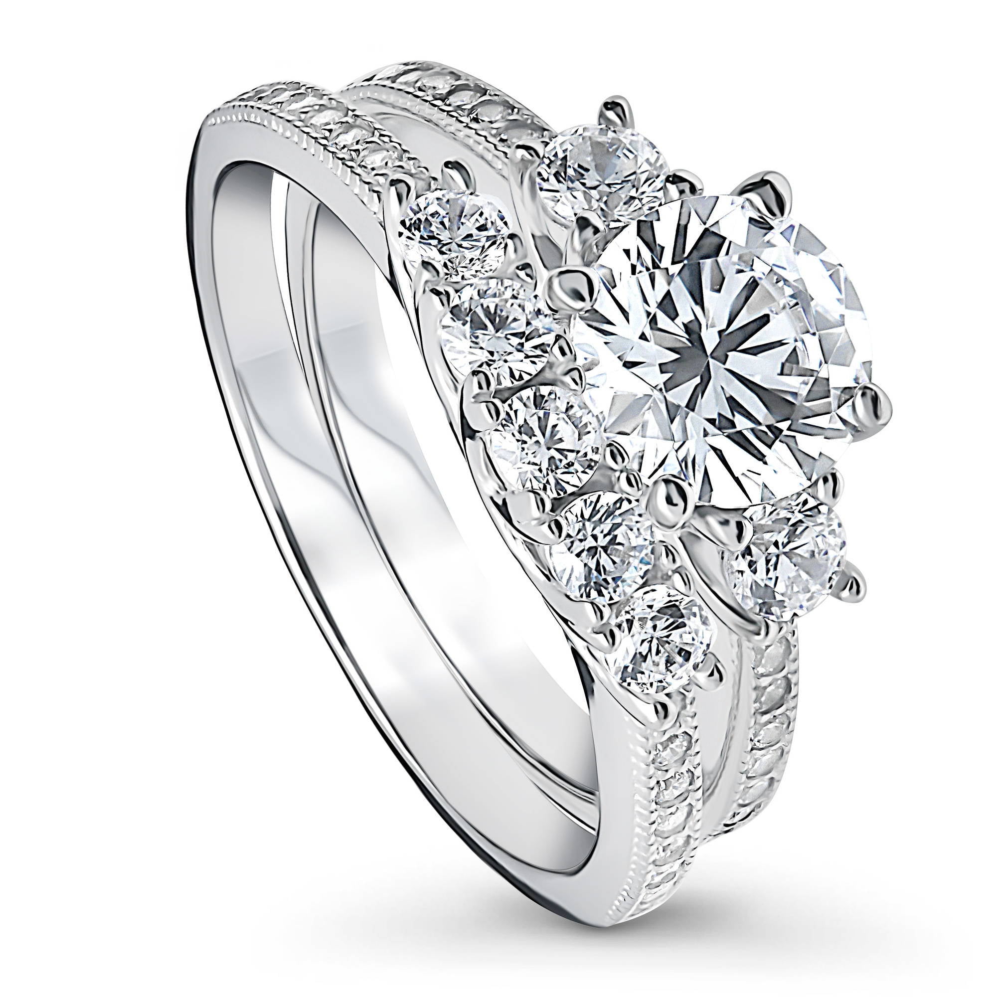 BERRICLE Sterling Silver 3-Stone Wedding Engagement Rings 1.25 Carat ...