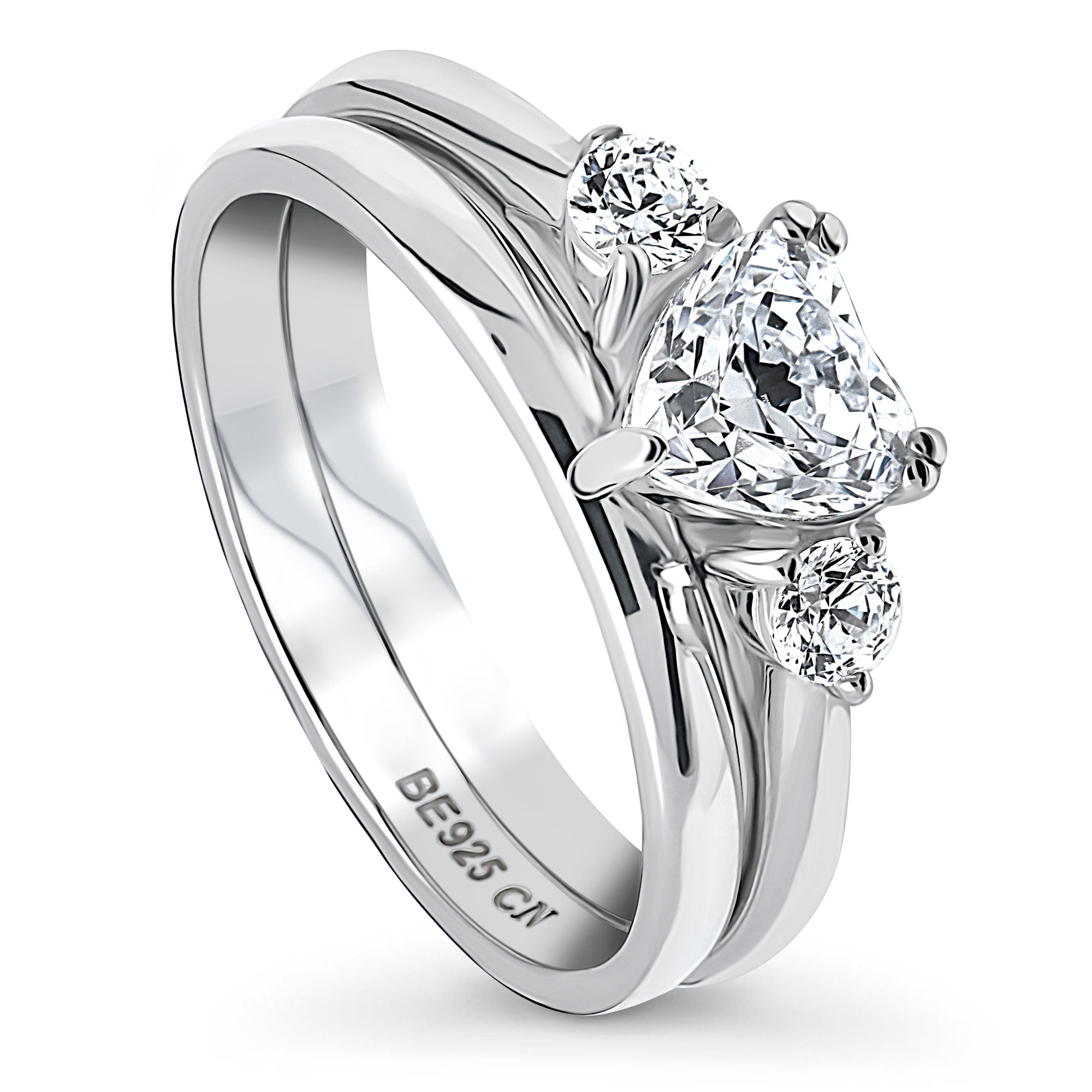 BERRICLE Sterling Silver 3-Stone Wedding Engagement Rings 0.7 Carat ...