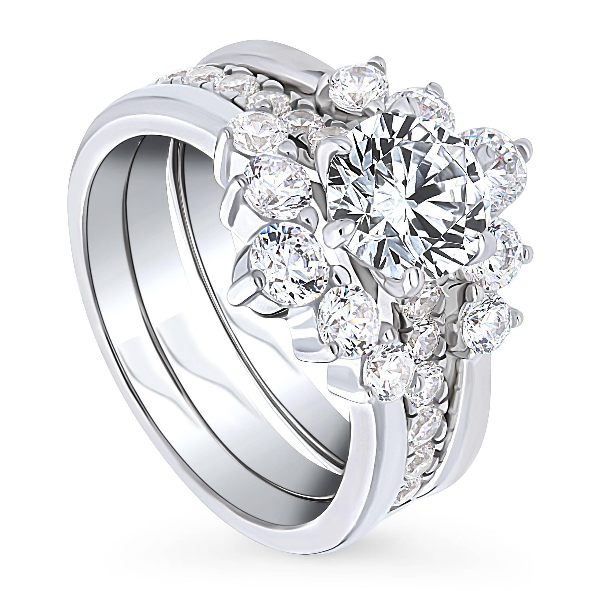 BERRICLE Sterling Silver 5-Stone Wedding Engagement Rings 1.25 Carat ...