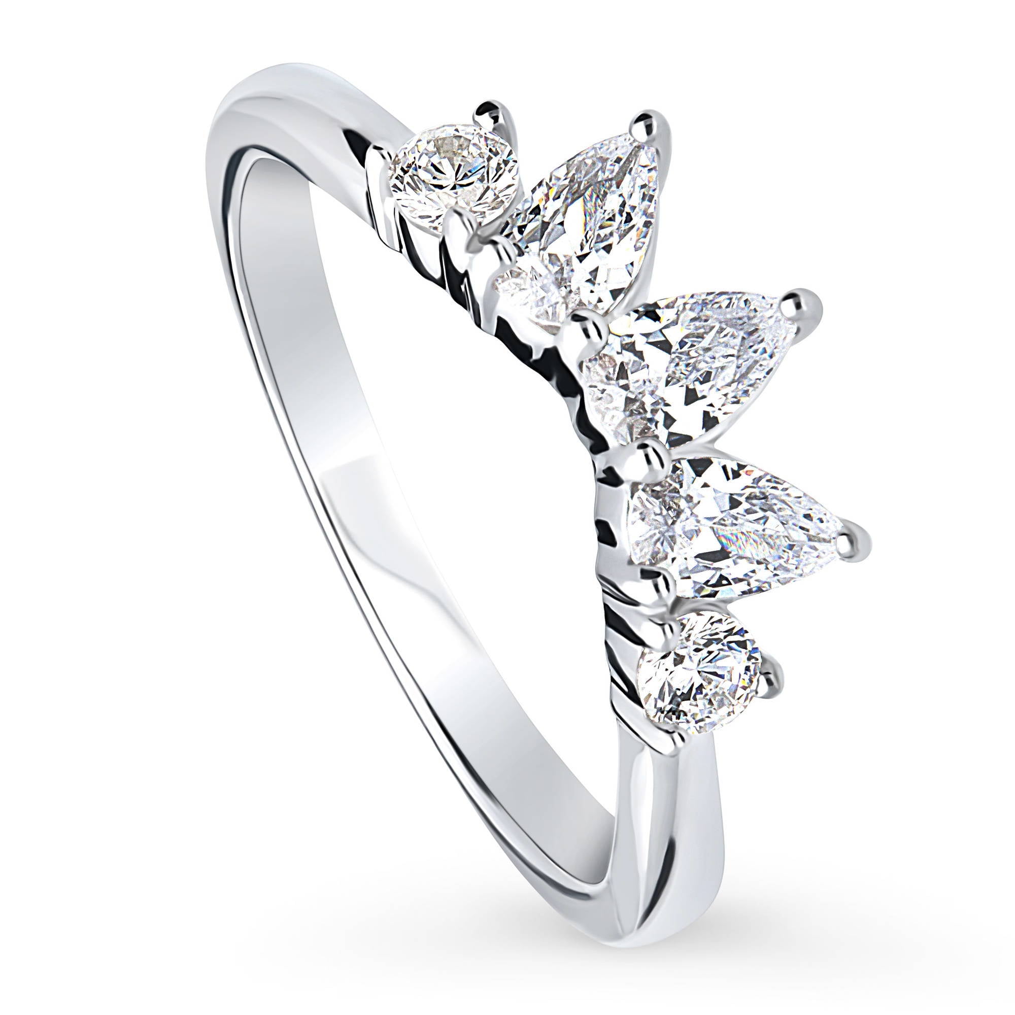 BERRICLE Sterling Silver 5-Stone Wedding Rings Cubic Zirconia CZ ...