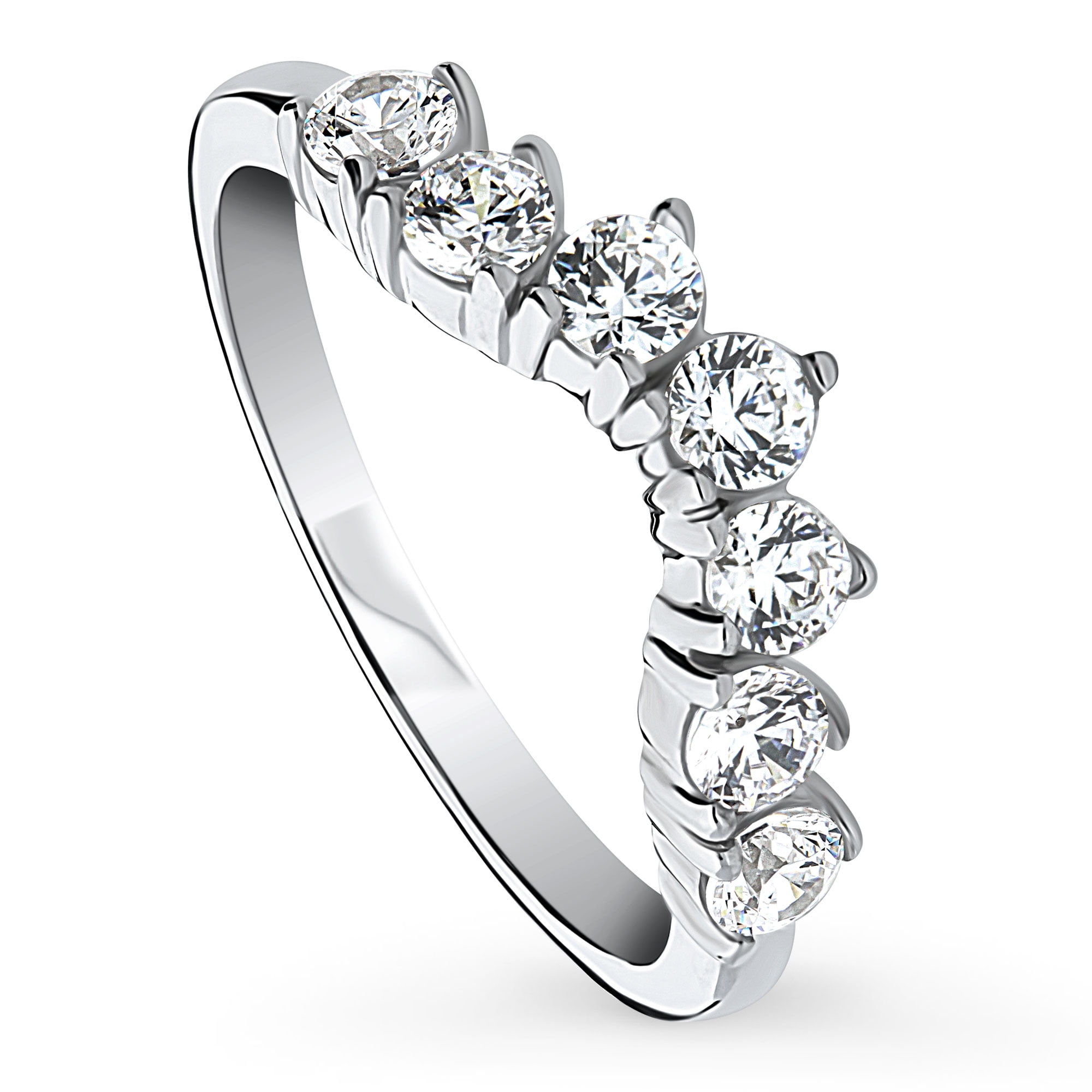 BERRICLE Sterling Silver 7-Stone Wedding Rings Cubic Zirconia CZ ...