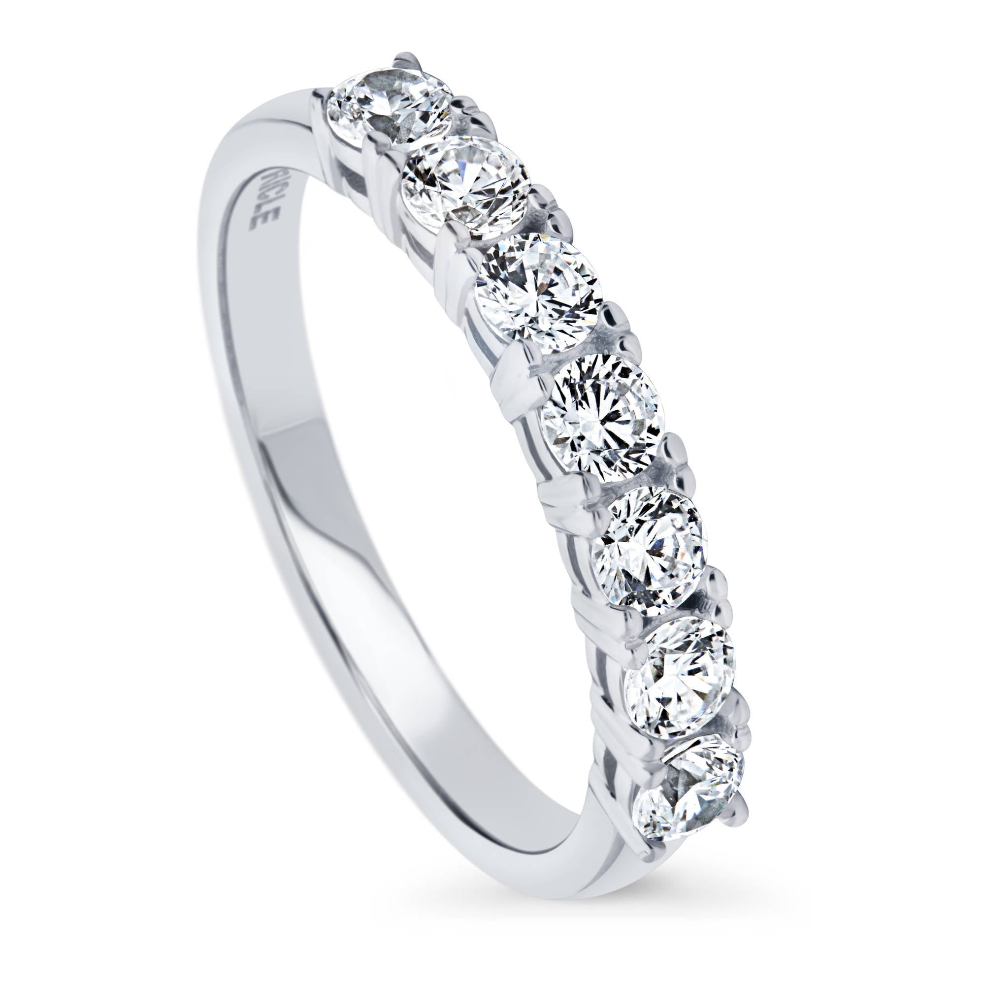 BERRICLE Sterling Silver 7-Stone Wedding Rings Round Cut Cubic Zirconia ...