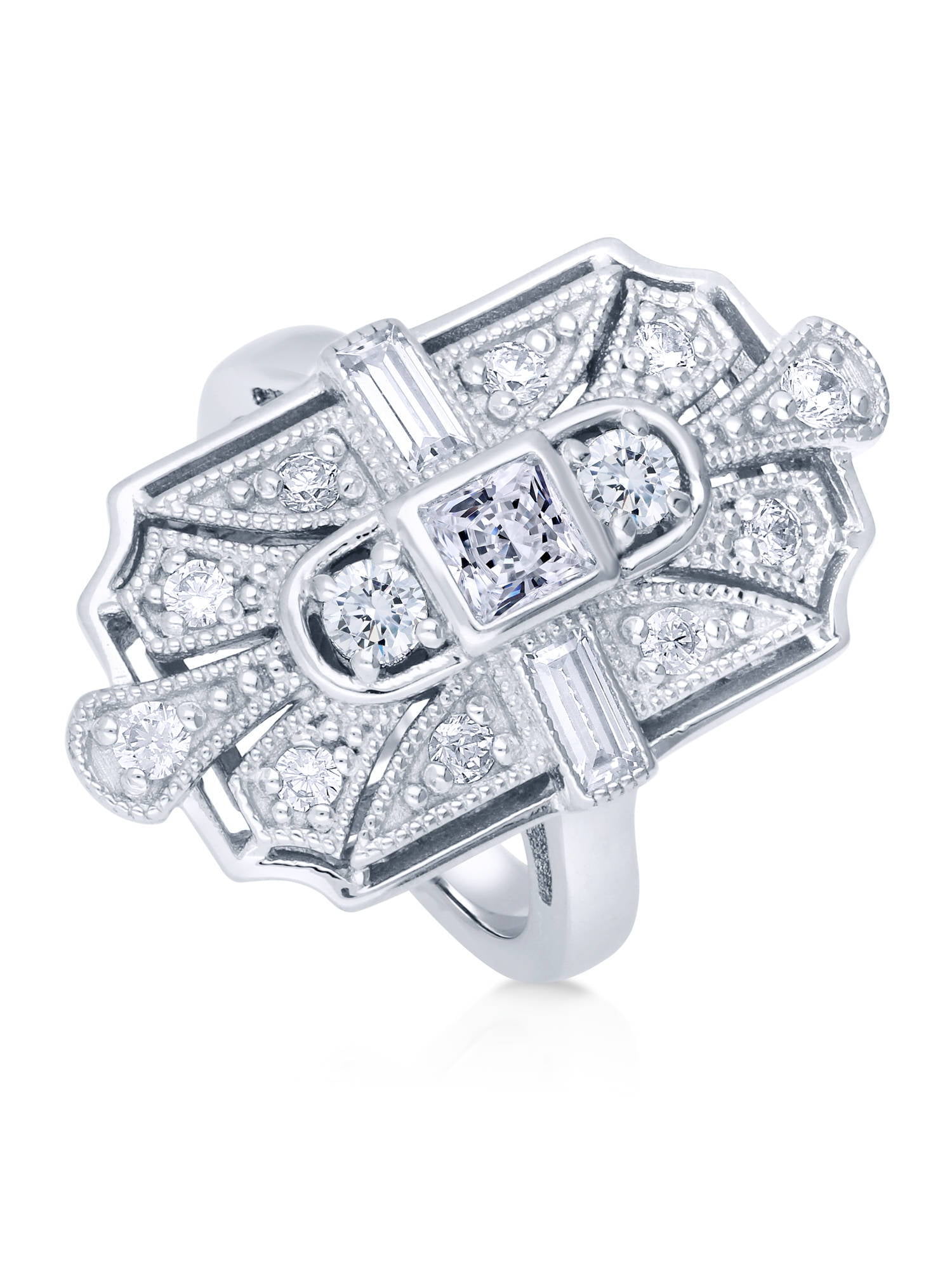 BERRICLE Sterling Silver Vintage Inspired Art Deco Cubic Zirconia CZ ...