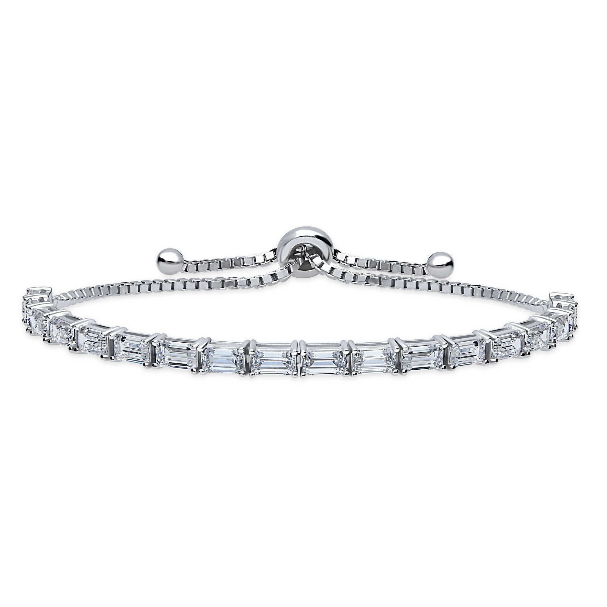 BERRICLE Sterling Silver Emerald Cut Cubic Zirconia CZ Statement Tennis ...