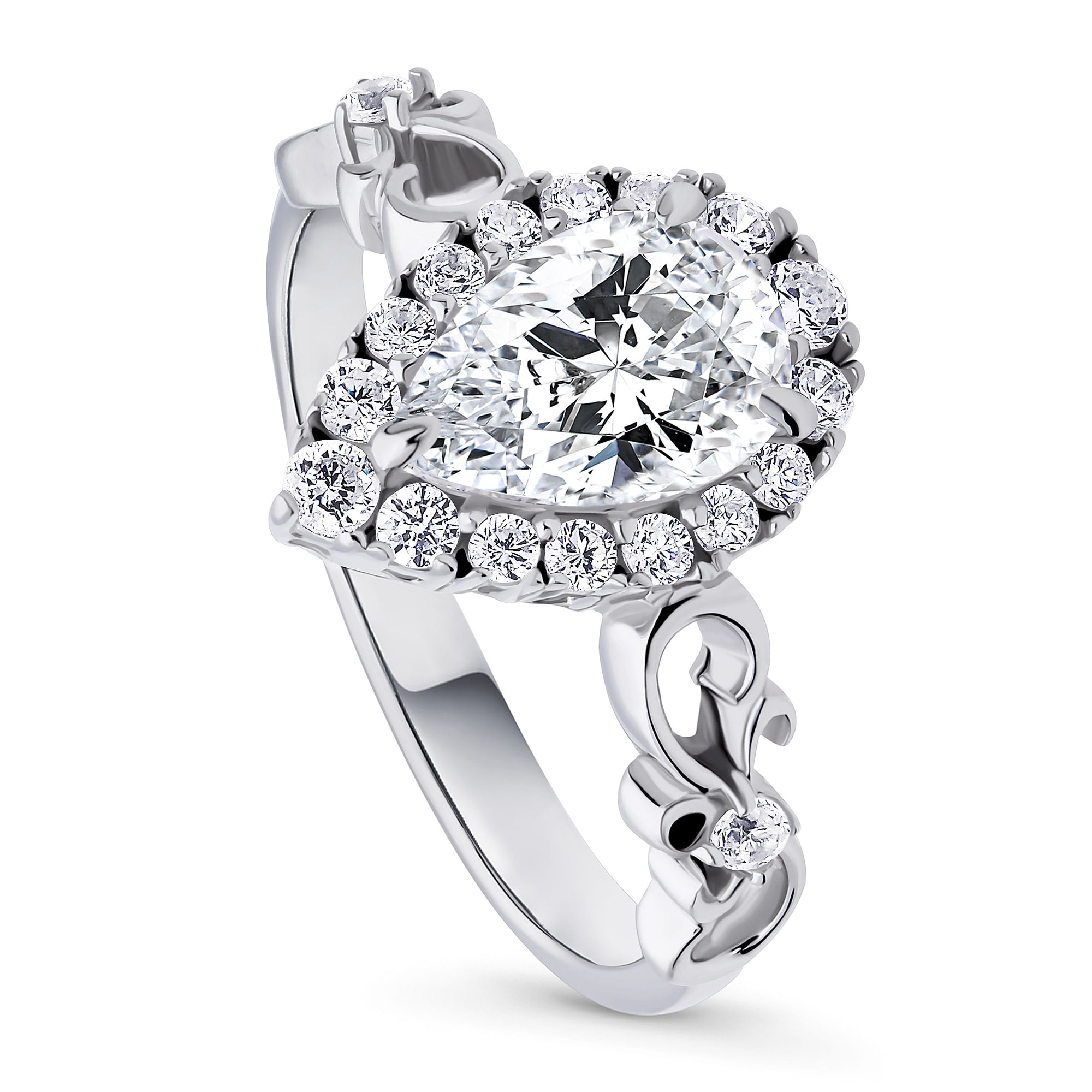 BERRICLE Sterling Silver Filigree Wedding Engagement Rings Cubic ...