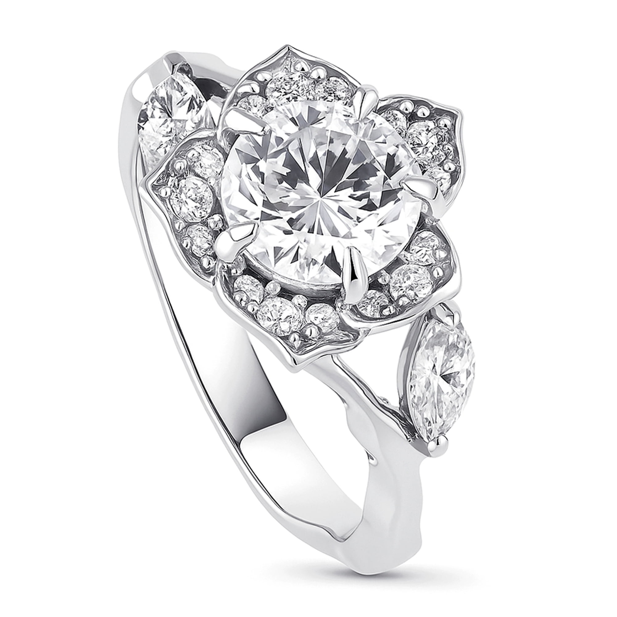 BERRICLE Sterling Silver Flower Halo Engagement Rings for Women Cubic Zirconia CZ Ring Size 6 ...