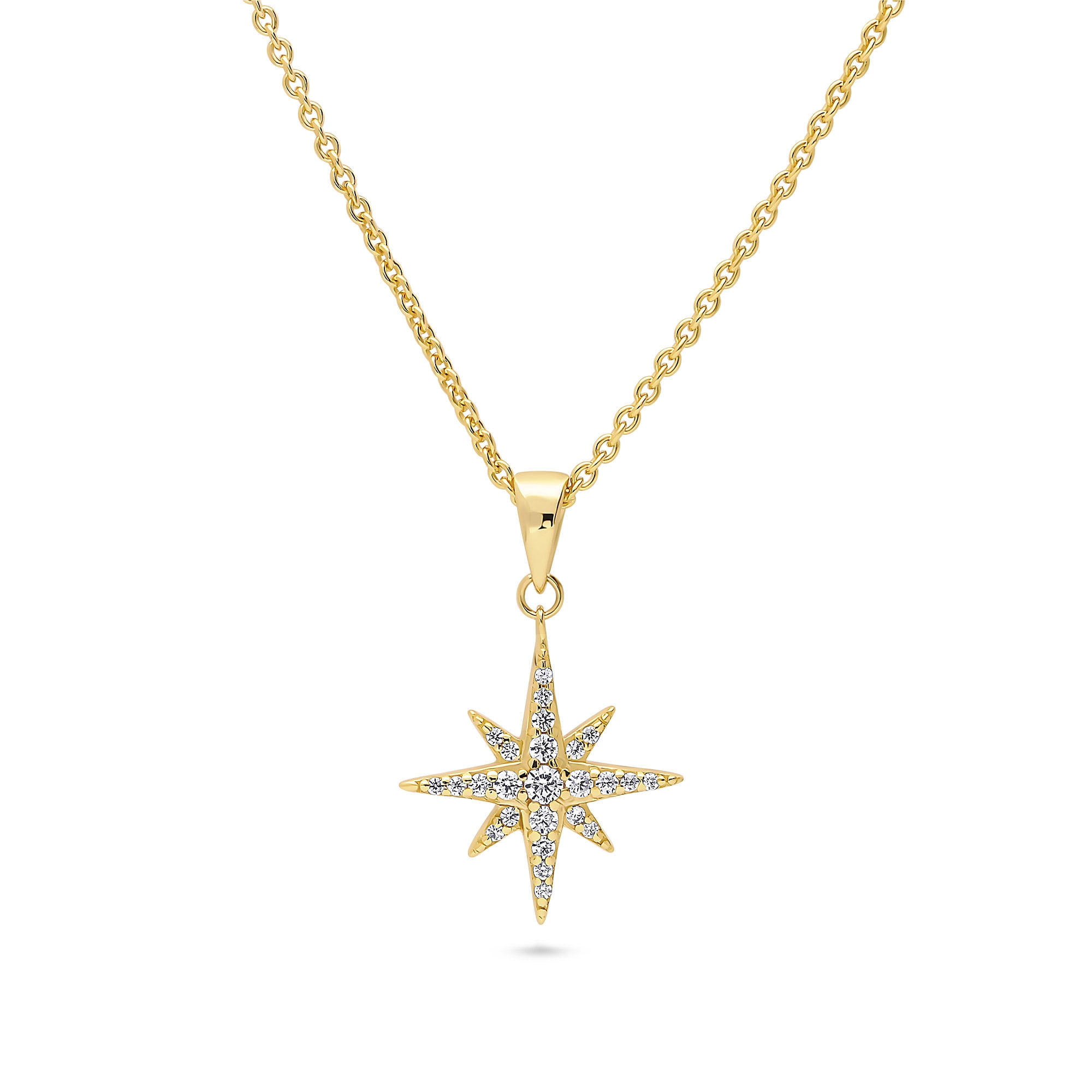 BERRICLE Sterling Silver North Star Cubic Zirconia CZ Fashion Pendant ...