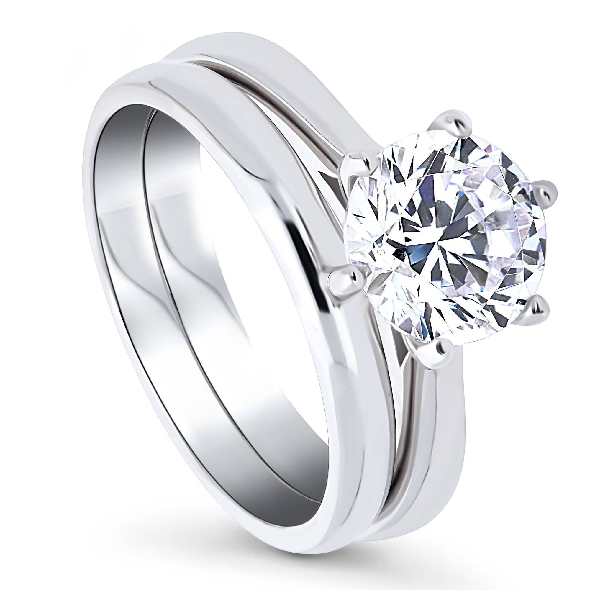 BERRICLE Sterling Silver Solitaire Wedding Engagement Rings 2 Carat ...