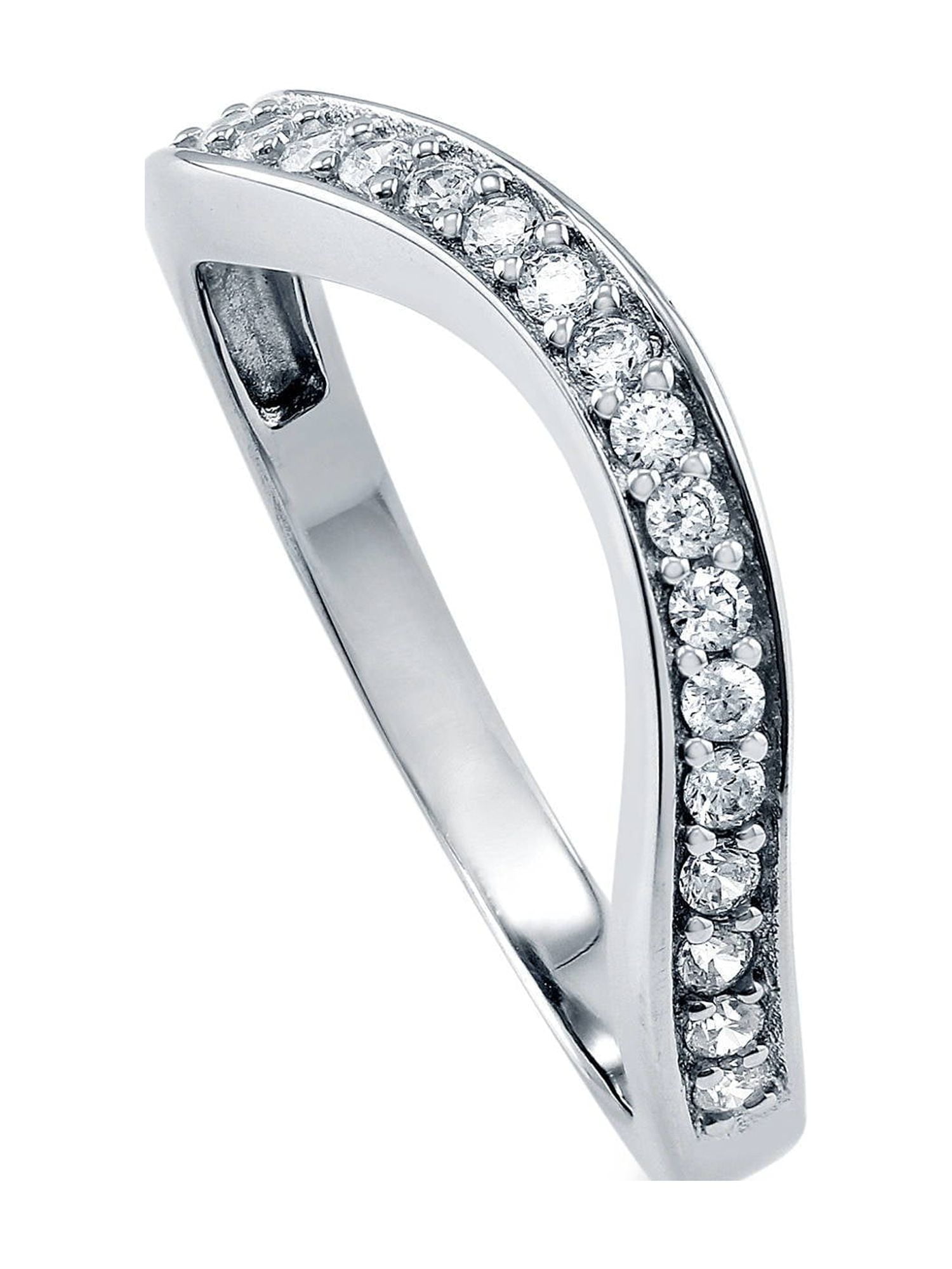 BERRICLE Sterling Silver Wedding Rings Pave Set Round Cut Cubic ...